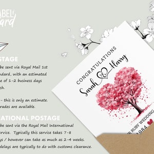 Ruby Wedding Anniversary Card, Personalised Card, Ruby Wedding Card ...