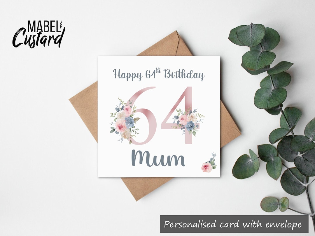 64th Birthday Card, 64 Greetings Card, 64th Birthday Day Card for Her ...