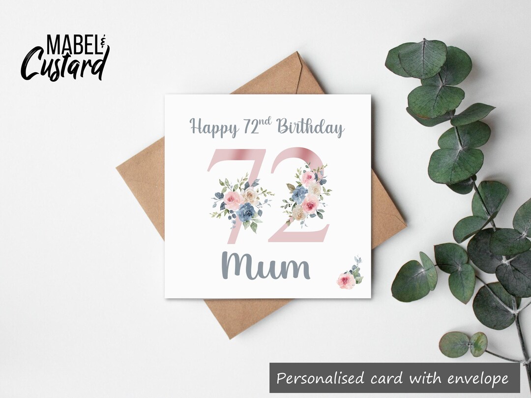 72nd Birthday Card, 72 Greetings Card, 72nd Birthday Day Card for Her ...