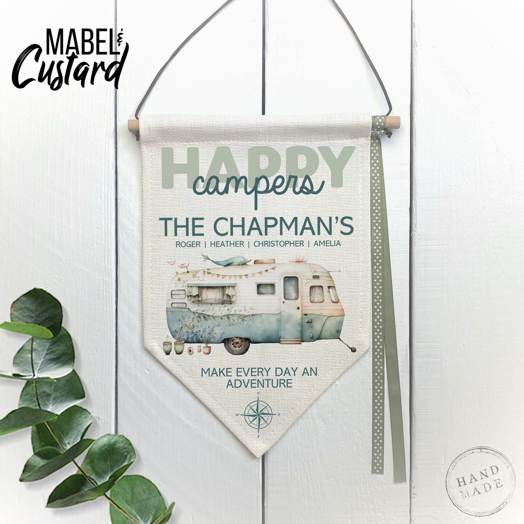 Personalised Caravan Sign - Happy Campers - Van Life - Caravan Gift ...