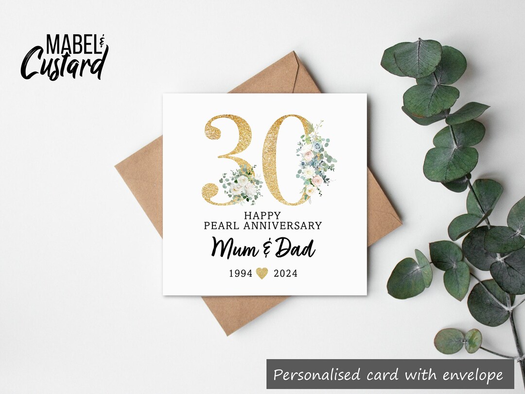 Pearl Wedding Anniversary Card, Pearl Wedding Card, Pearl Anniversary ...