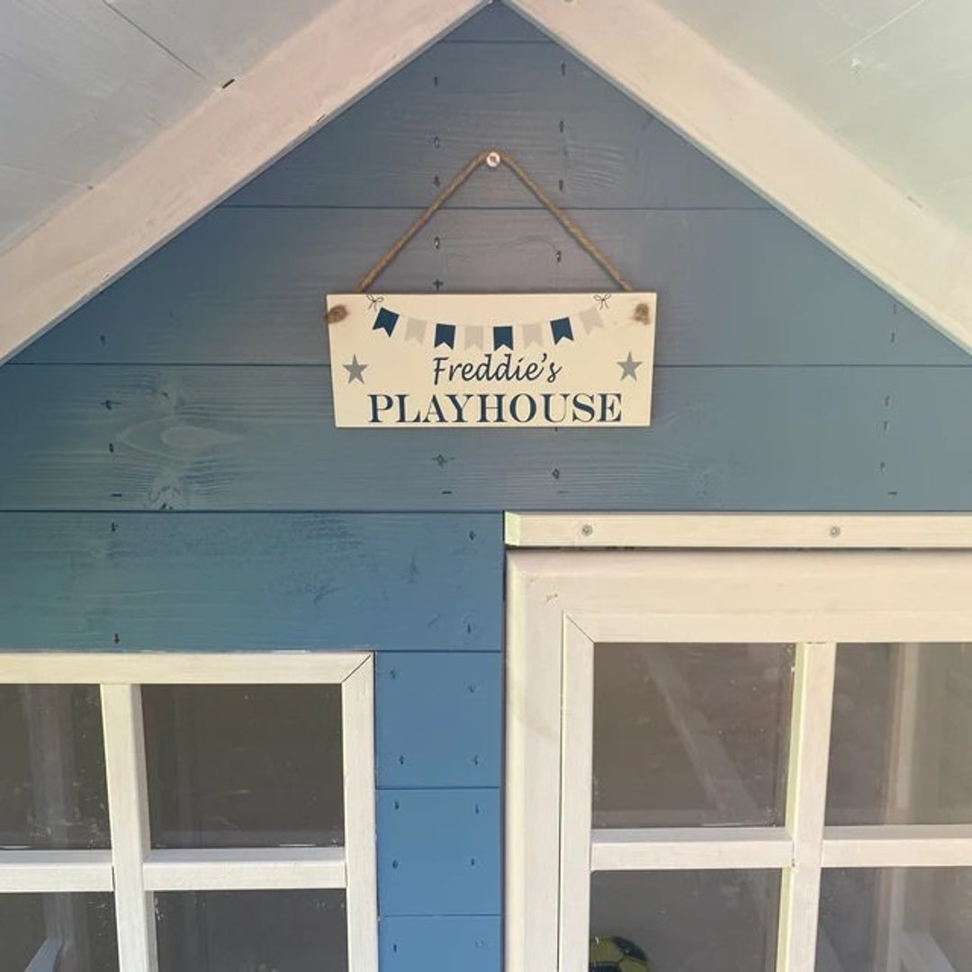 PERSONALISED Blue Grey Playhouse Sign/kids Playhouse Sign/ Spiel Haus ...