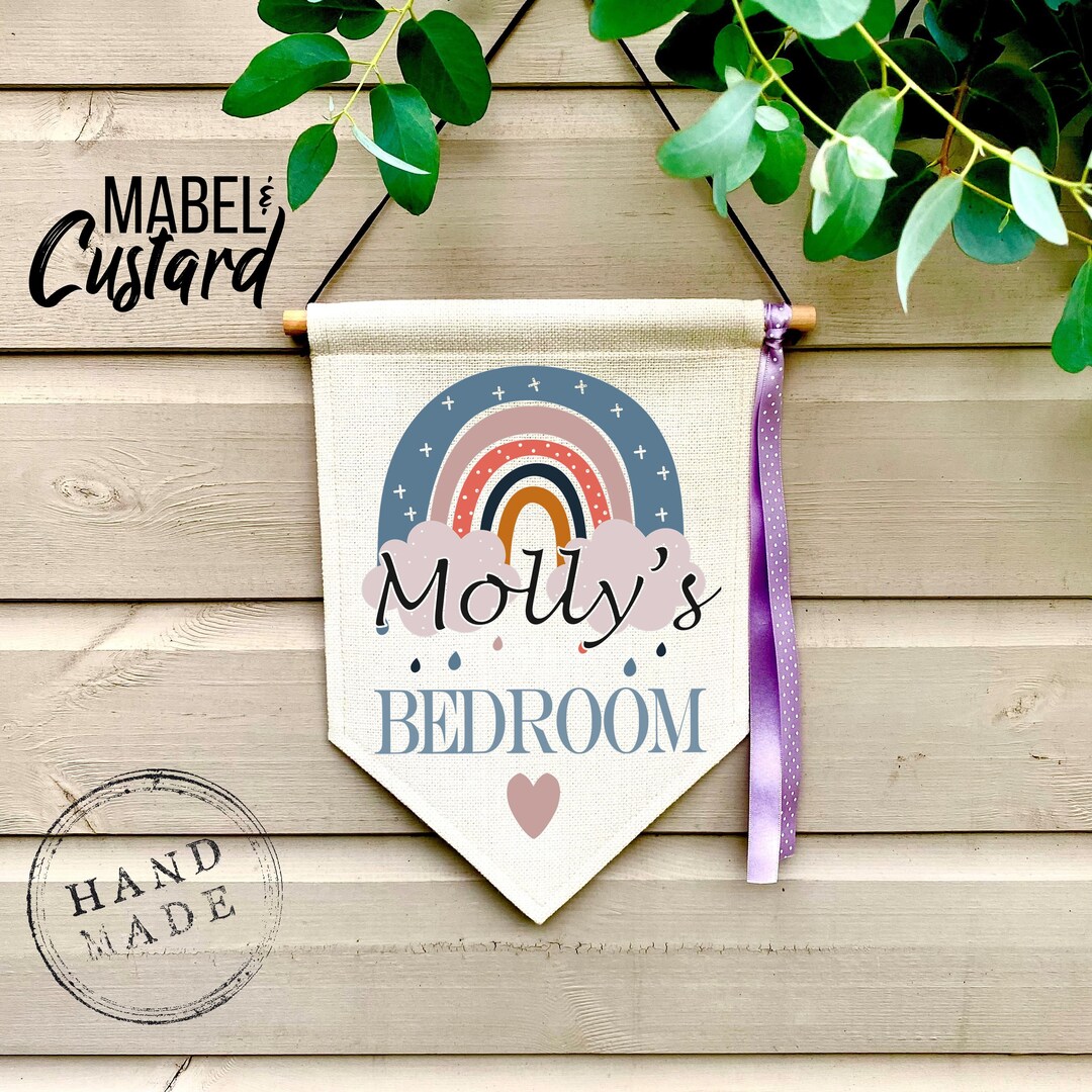 PERSONALISED Boho Rainbow Bedroom Door Sign /hanging Bedroom Door Sign ...