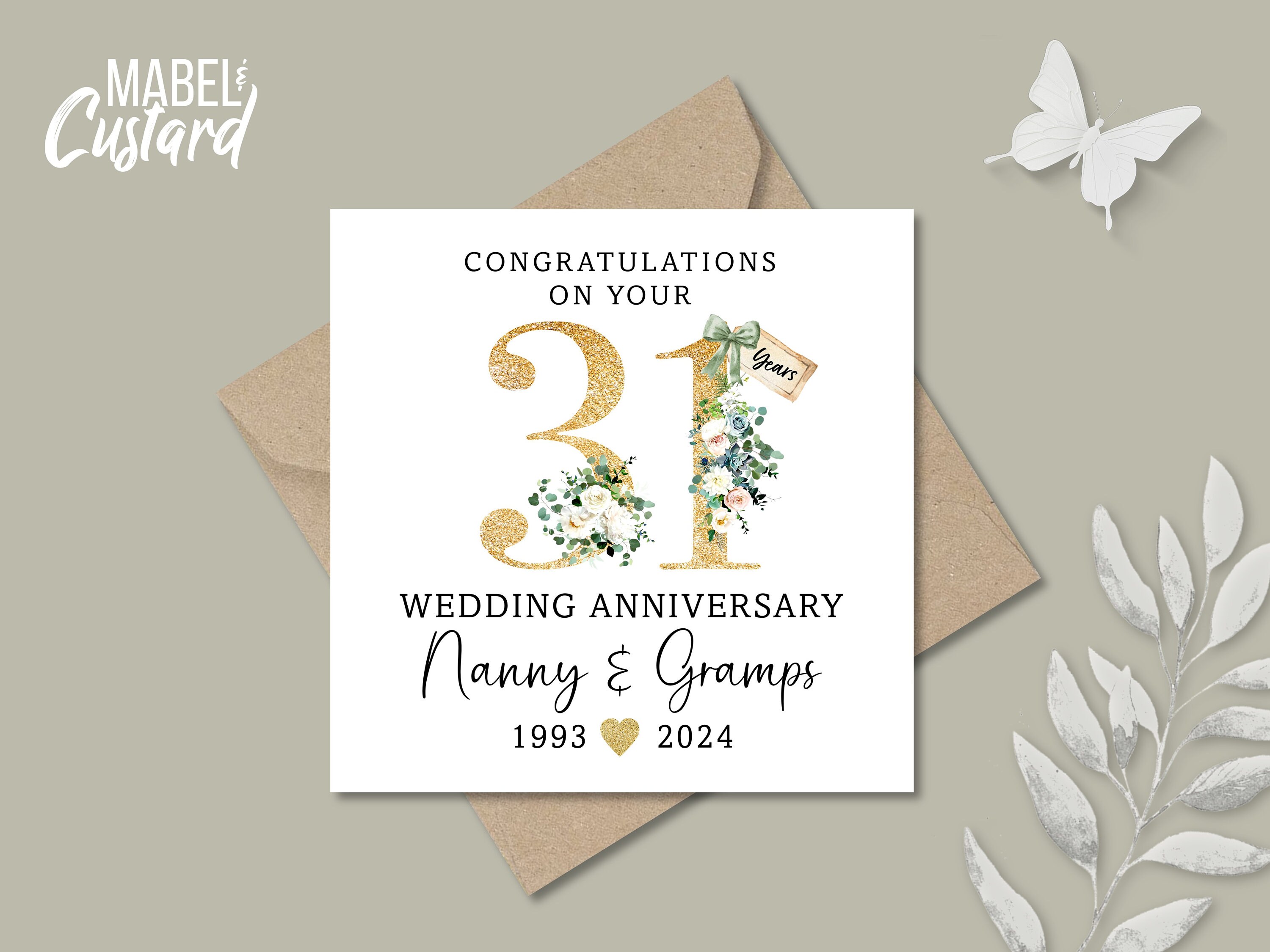 31 Year Wedding Anniversary Card, Personalised Anniversary Card, 31 ...