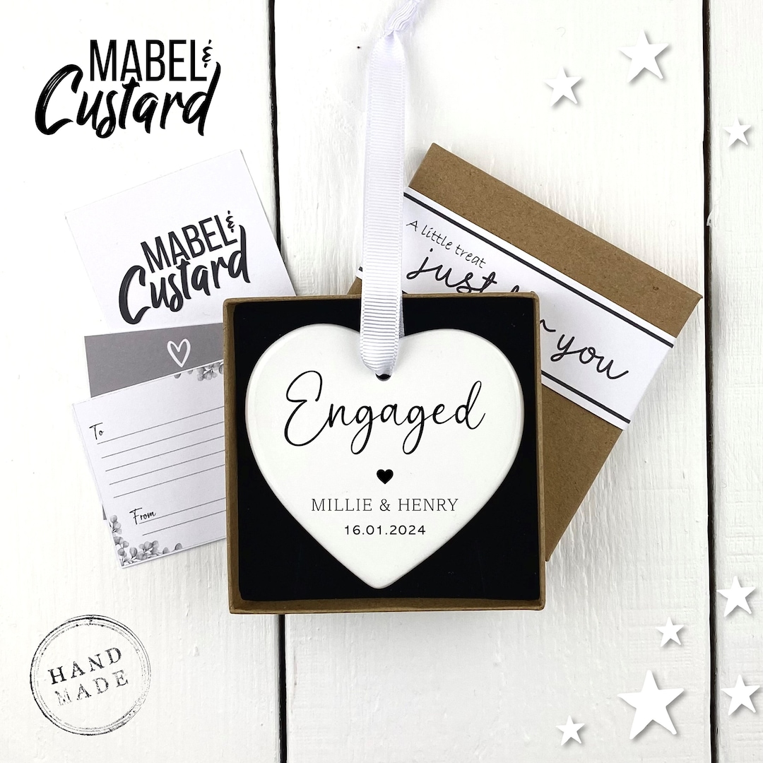 Engagement Gift | Engaged Ceramic Hanging Keepsake | Personalised ...