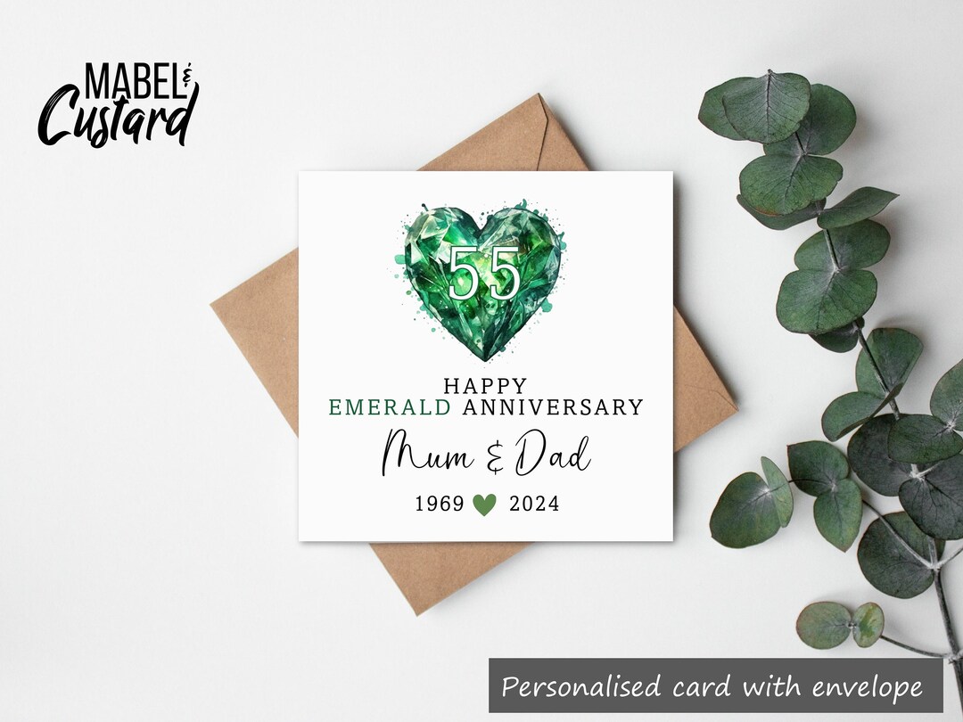 Emerald Wedding Anniversary Gift Card, Emerald Wedding Card, Emerald ...