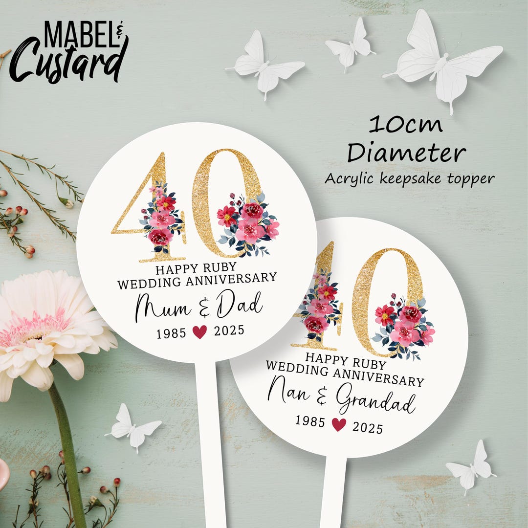 Ruby Anniversary Cake Topper, Ruby Anniversary Cake Decoration, Ruby ...