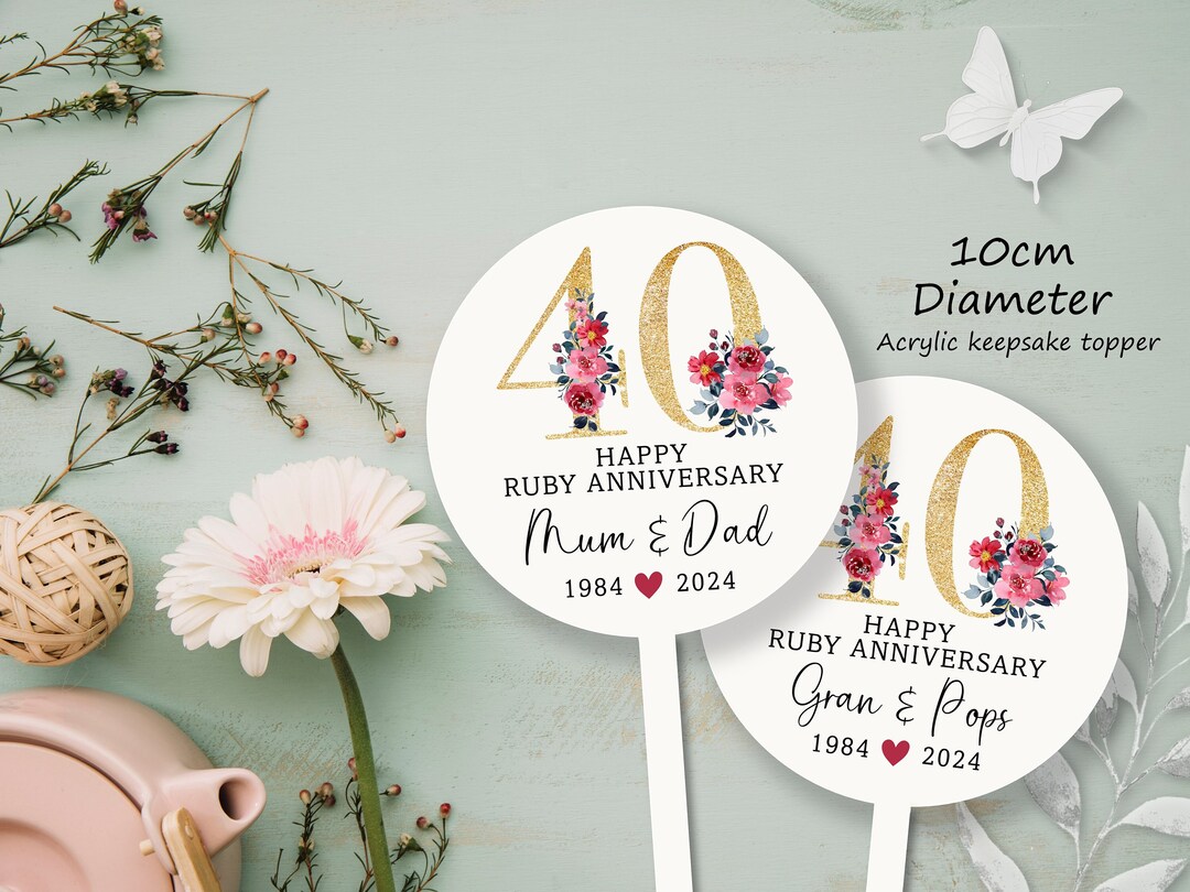 Ruby Anniversary Cake Topper, Ruby Anniversary Cake Decoration, Ruby ...