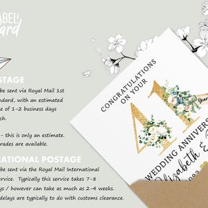 41 Year Wedding Anniversary Card, Personalised Anniversary Card, 41 ...