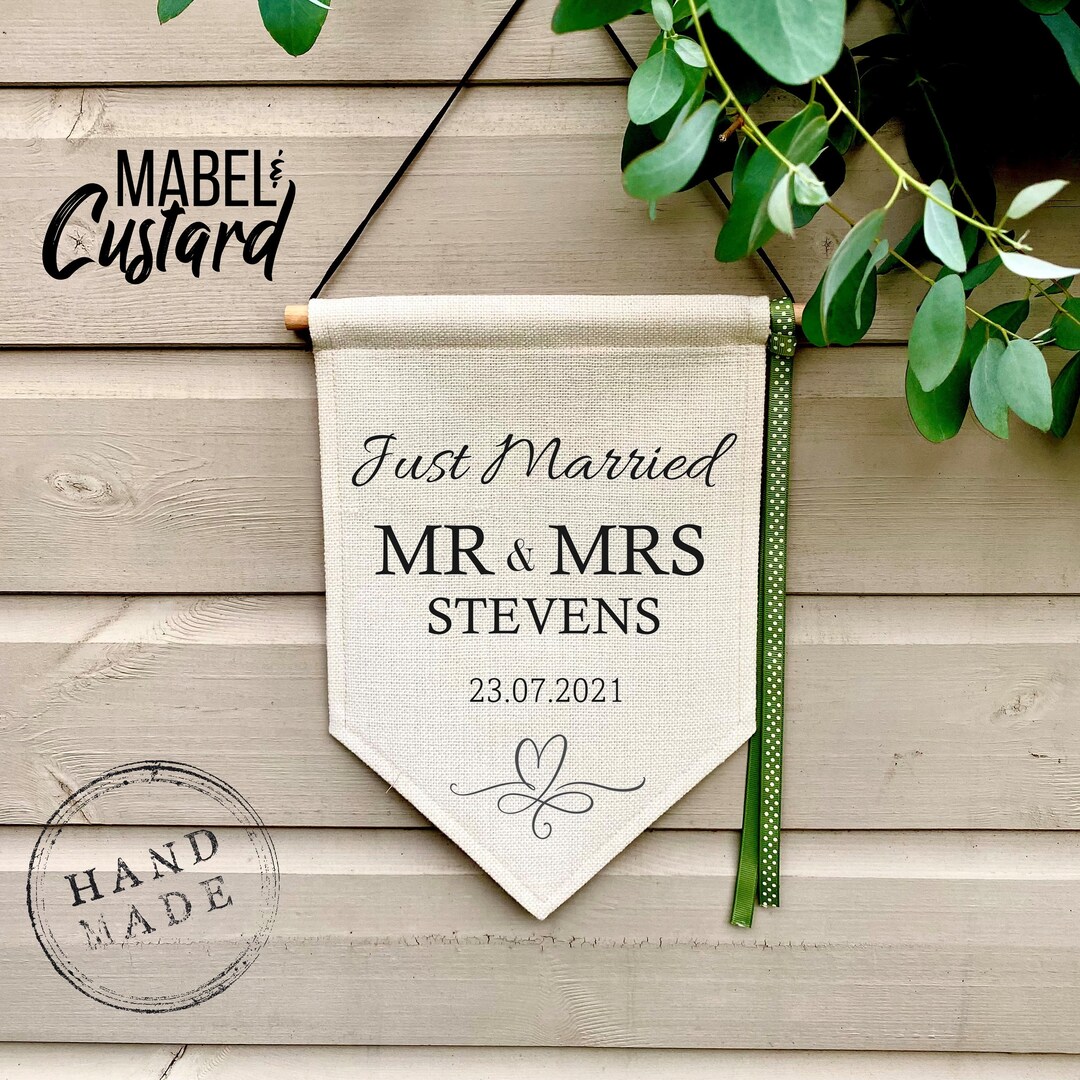 Just Married, Personalised Wedding Flag / Perfect Wedding Day Keepsake ...
