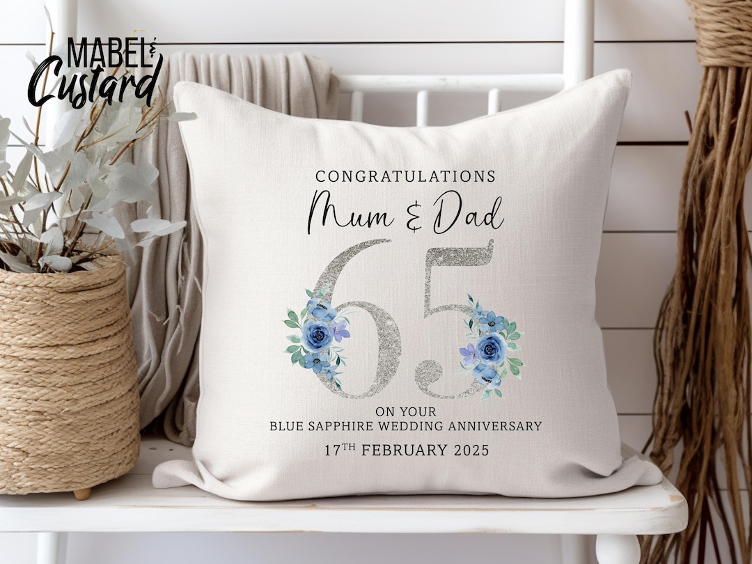 65 Year Wedding Anniversary Gift, Blue Sapphire Wedding Anniversary Gift, 65th Anniversary ...