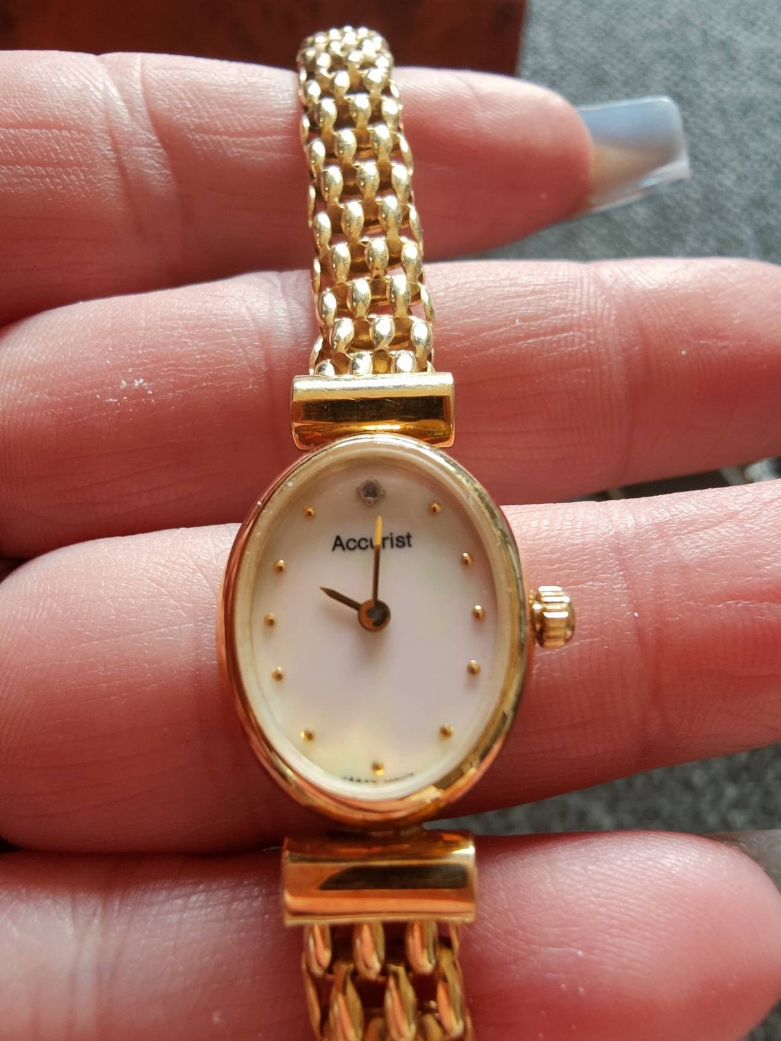 9ct Gold Women Watch With a Genuine Diamond Set in a Peal Face - Etsy