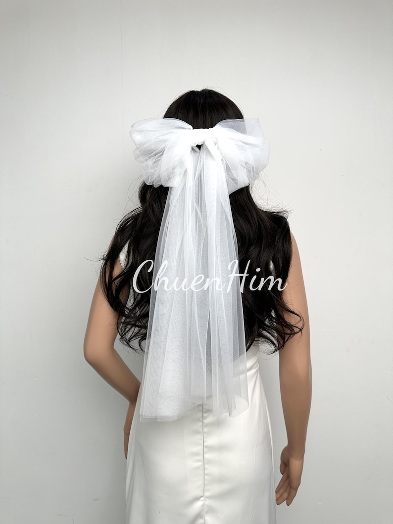 Bow Bridal Veil,short Veil,ivory Wedding Veil,handmade Veil,unique Veil ...