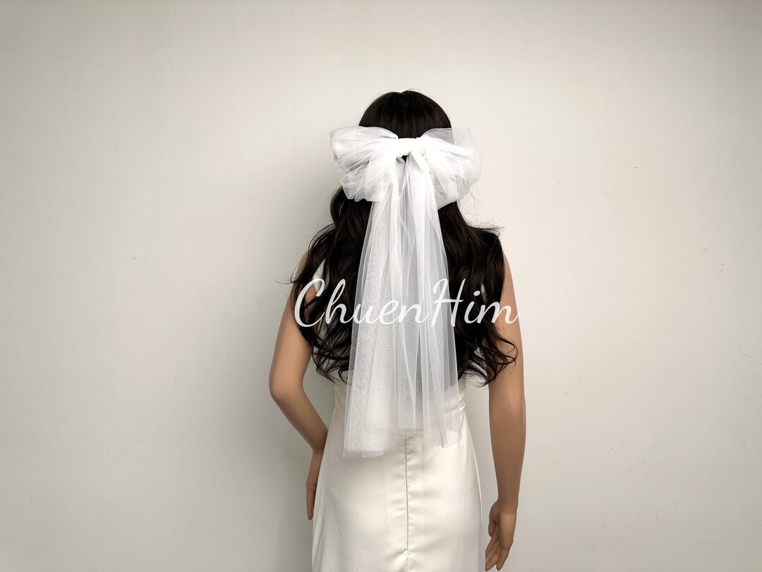 Bow Bridal Veil,short Veil,ivory Wedding Veil,handmade Veil,unique Veil ...