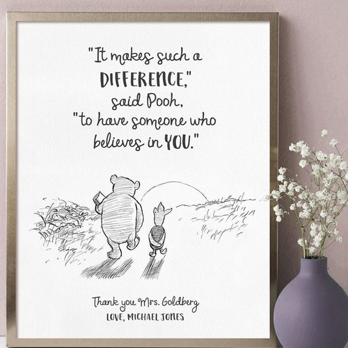 Winnie the Pooh Sentiment Thank You Teacher Teaching - Etsy