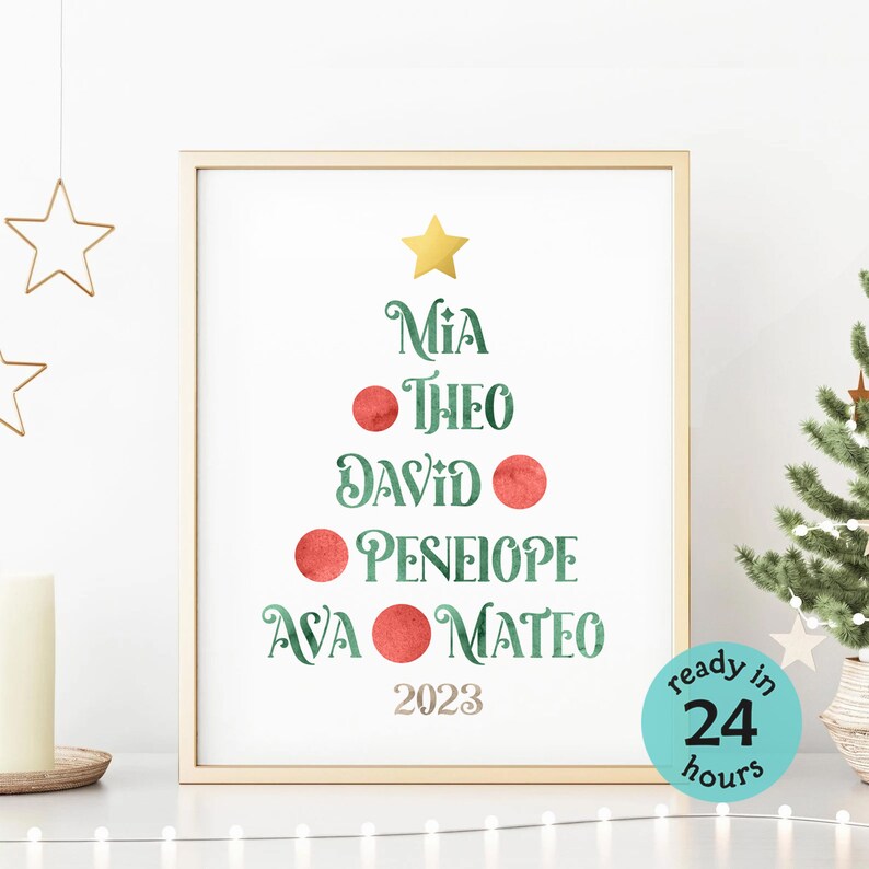 Personalized Family Tree Sign Printable Unique Christmas - Etsy
