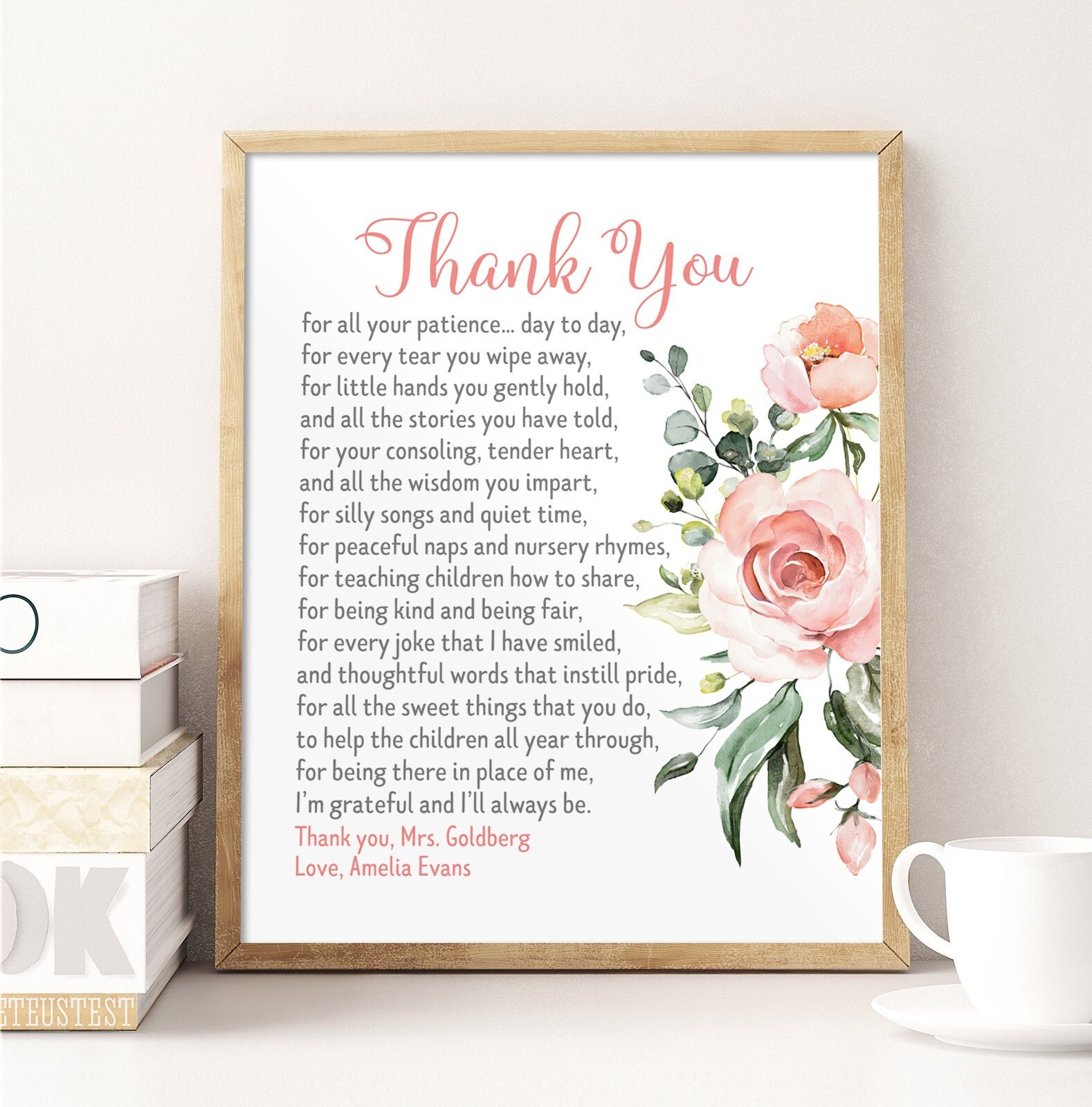 Thank You Poem Personalized Teacher Gift Teacher - Etsy