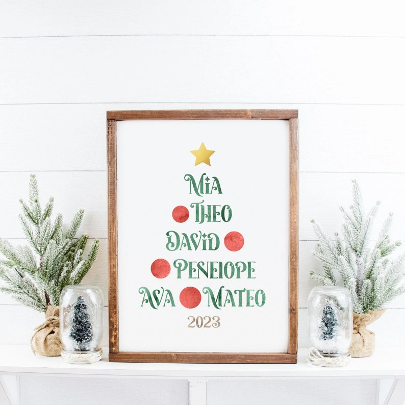 Personalized Family Tree Sign Printable Unique Christmas - Etsy