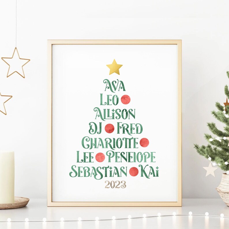 Personalized Family Tree Sign Printable Unique Christmas - Etsy