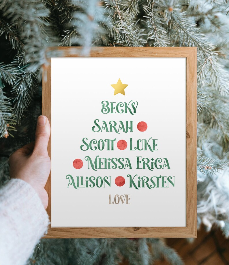 Personalized Family Tree Sign Printable Unique Christmas - Etsy