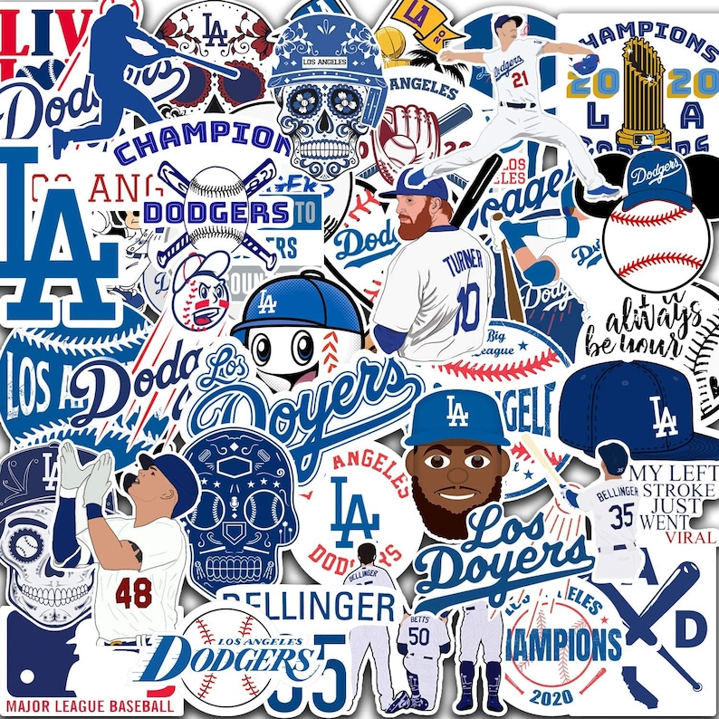 46 PCS Dodgers Stickers Fanart Los Angeles Baseball Team Stickers - Etsy