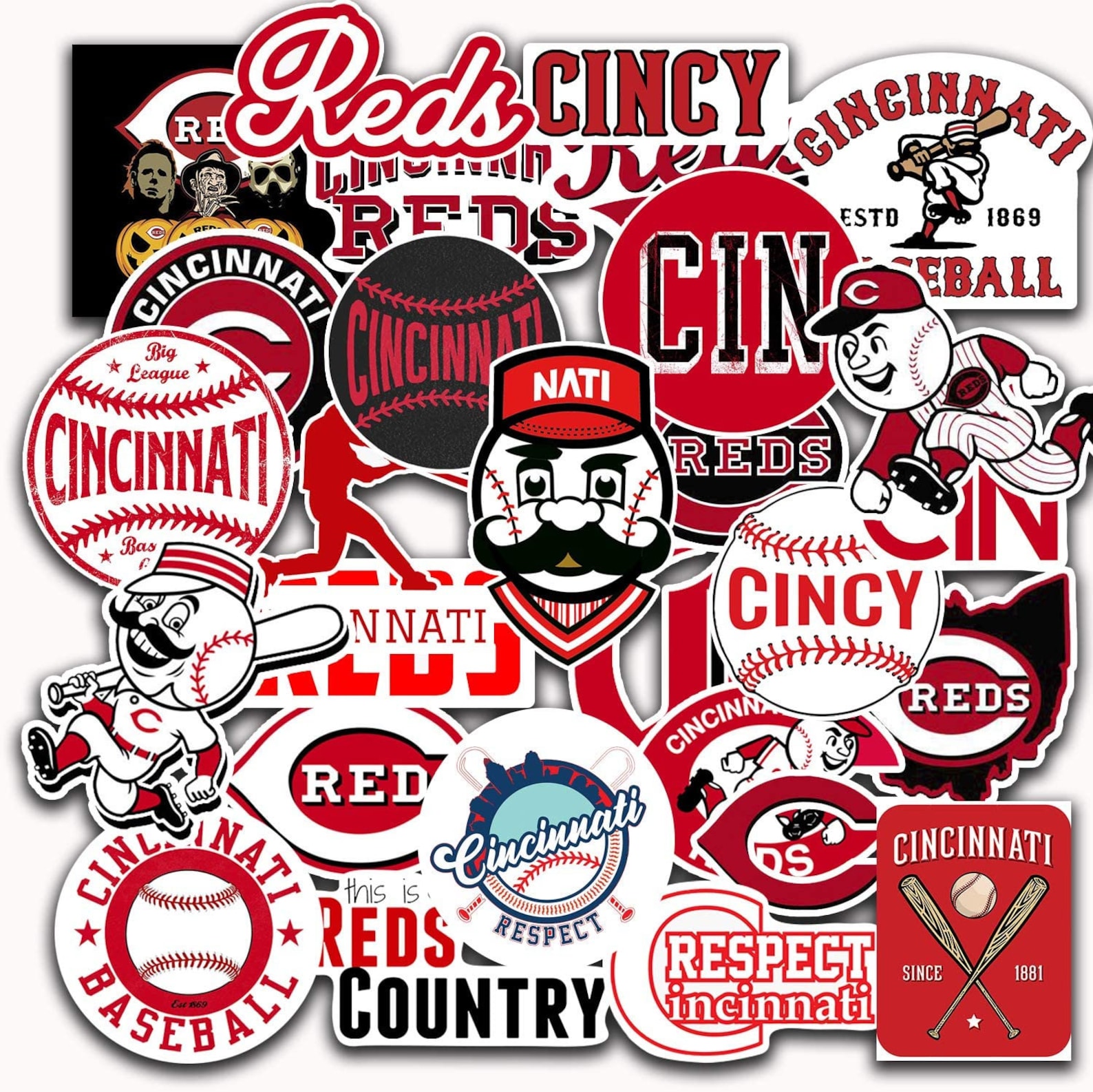 28 PCS Fanart Stickers Reds Cincinnati Baseball Team Stickers - Etsy
