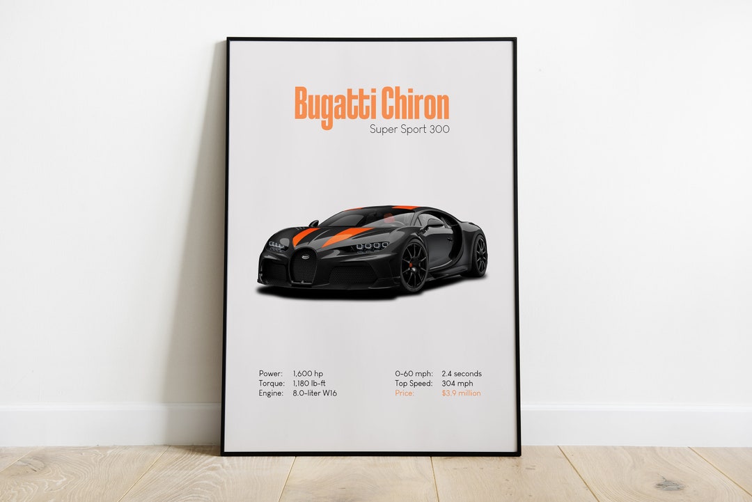 Poster A4 Bugatti Chiron Super Sport 300 Wall Art Car Photography - Etsy