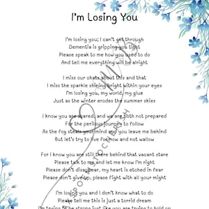 Dementia Poem - Alzheimer's - I'm Losing You - Digital Download - Etsy