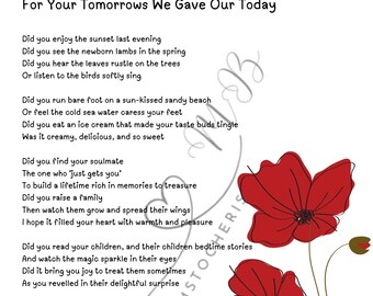 Remembrance Day Poem Print: Lest We Forget (digital Print) - Etsy UK