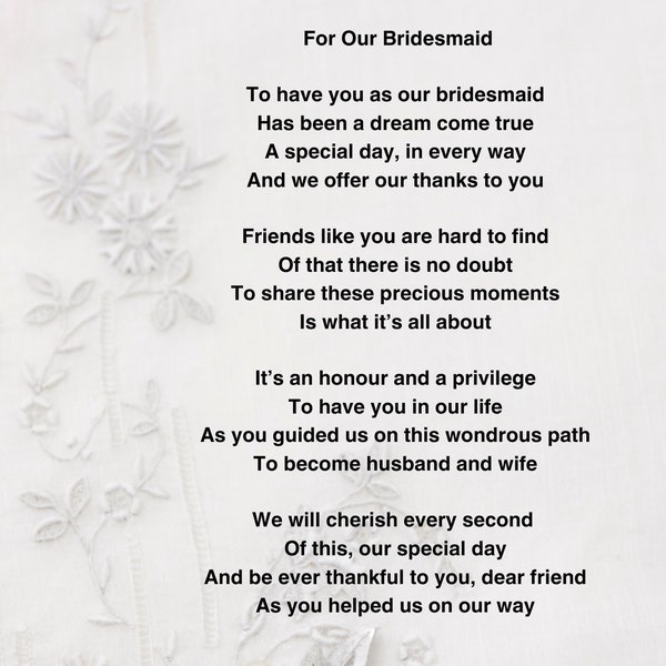 Bridesmaid Poem - Etsy