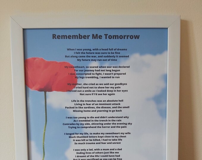 Red Poppies Poem - Etsy UK
