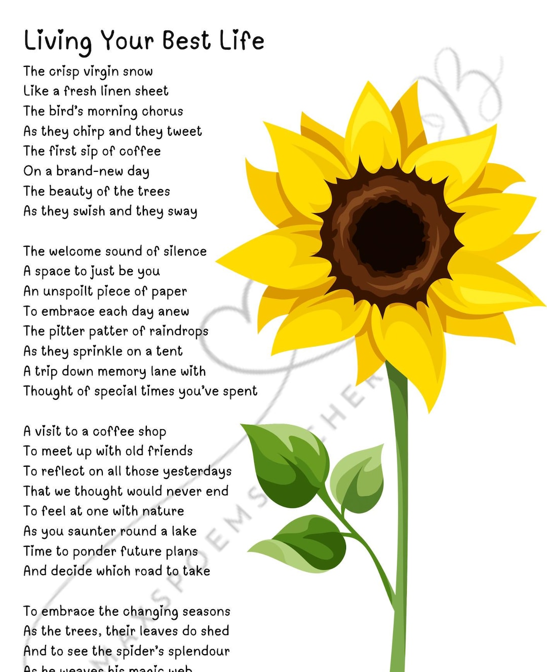 Mindfulness Poem Art Print – Sunflower Illustration (digital Print) - Etsy
