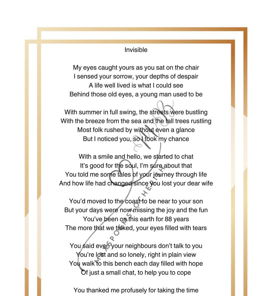 Invisible - Motivational/thought-provoking Poem/gift for Him/gift for ...