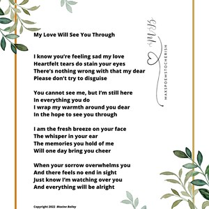 Bereavement Poem Print: Grief, Loss, Mourning (digital Print) - Etsy