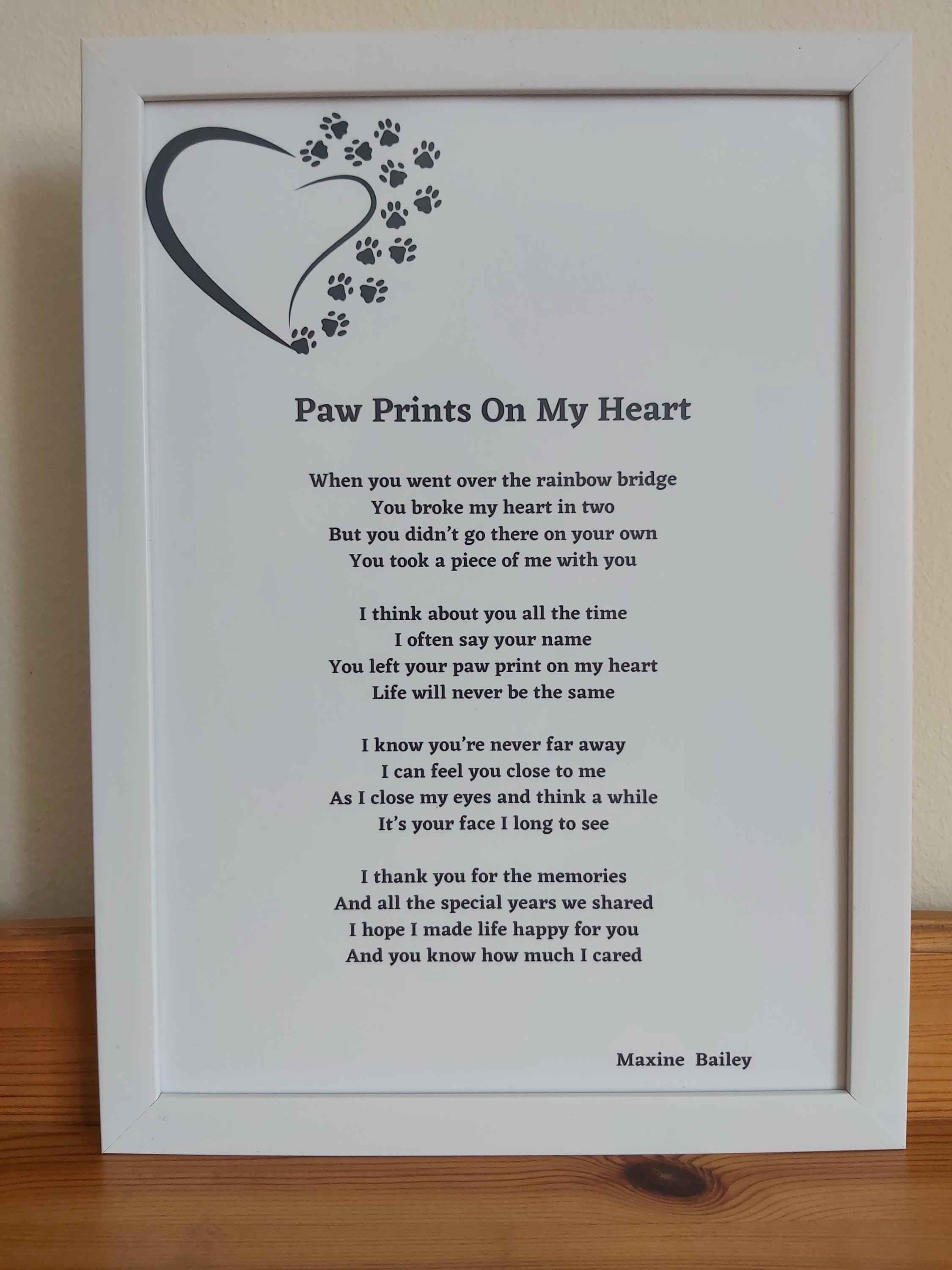 Pet Loss Poem: Paw Prints on My Heart Keepsake (digital Download) - Etsy