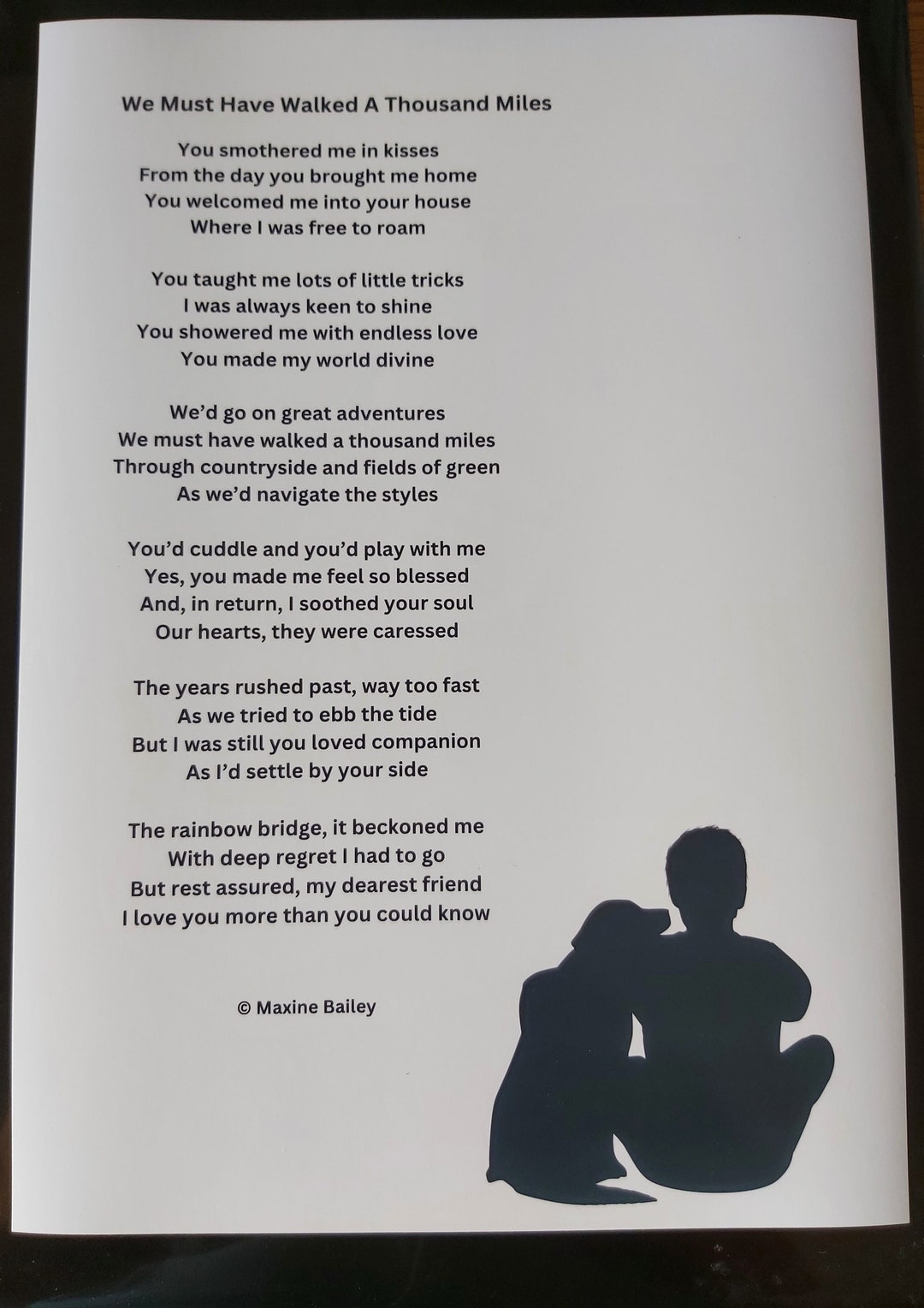 Pet Loss Poem/ Keepsake/loss of A Pet Poem A4/A5 Print - Etsy