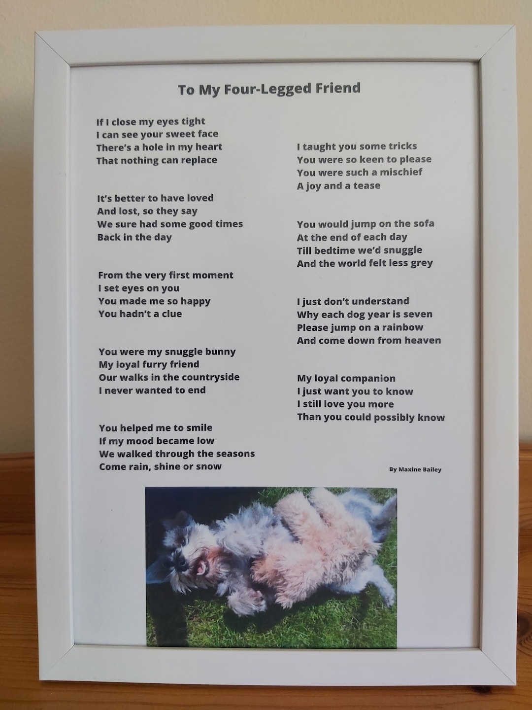Pet Loss Poem Print/pet Memorial Poem/pet Loss Gift- to My Four Legged ...