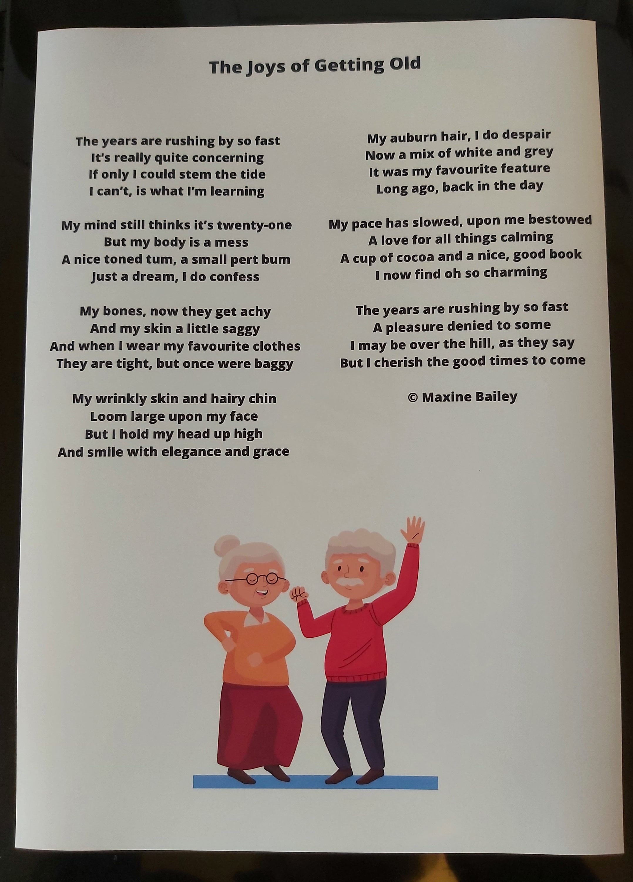 Humorous Poem/print- Getting Old/funny Poem/ageing/inspirational ...