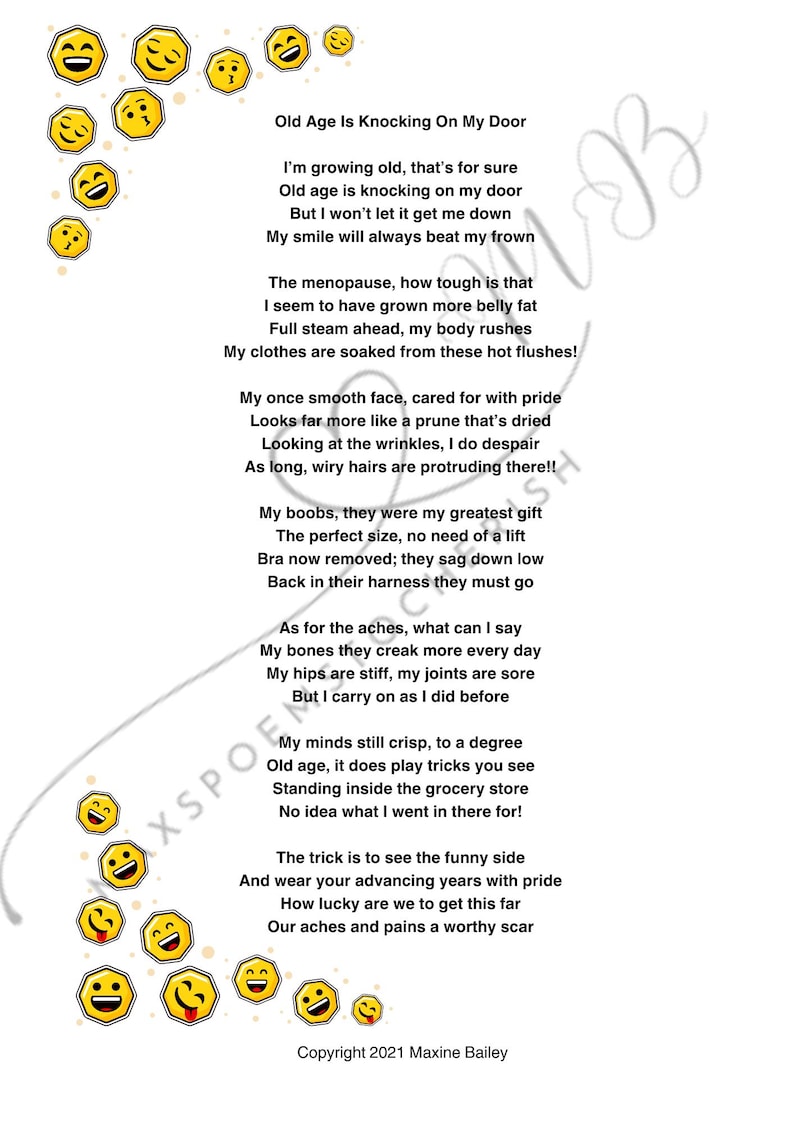 Humorous Old Age Poem – Motivational Gift for Her (digital Print) - Etsy