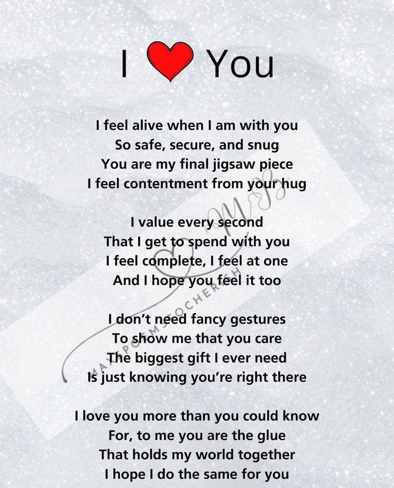 I Love You Poem – Romantic Valentine's Gift (digital Download) - Etsy