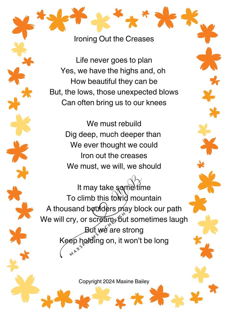 Inspirational Poem Print: 'ironing Out the Creases' (digital Print) - Etsy