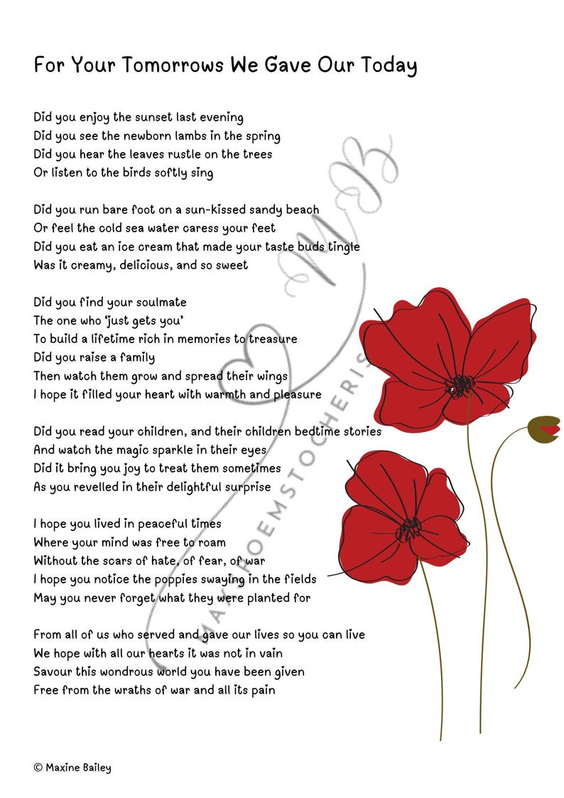 Remembrance Poem Print: Lest We Forget, Poppies (digital Print) - Etsy
