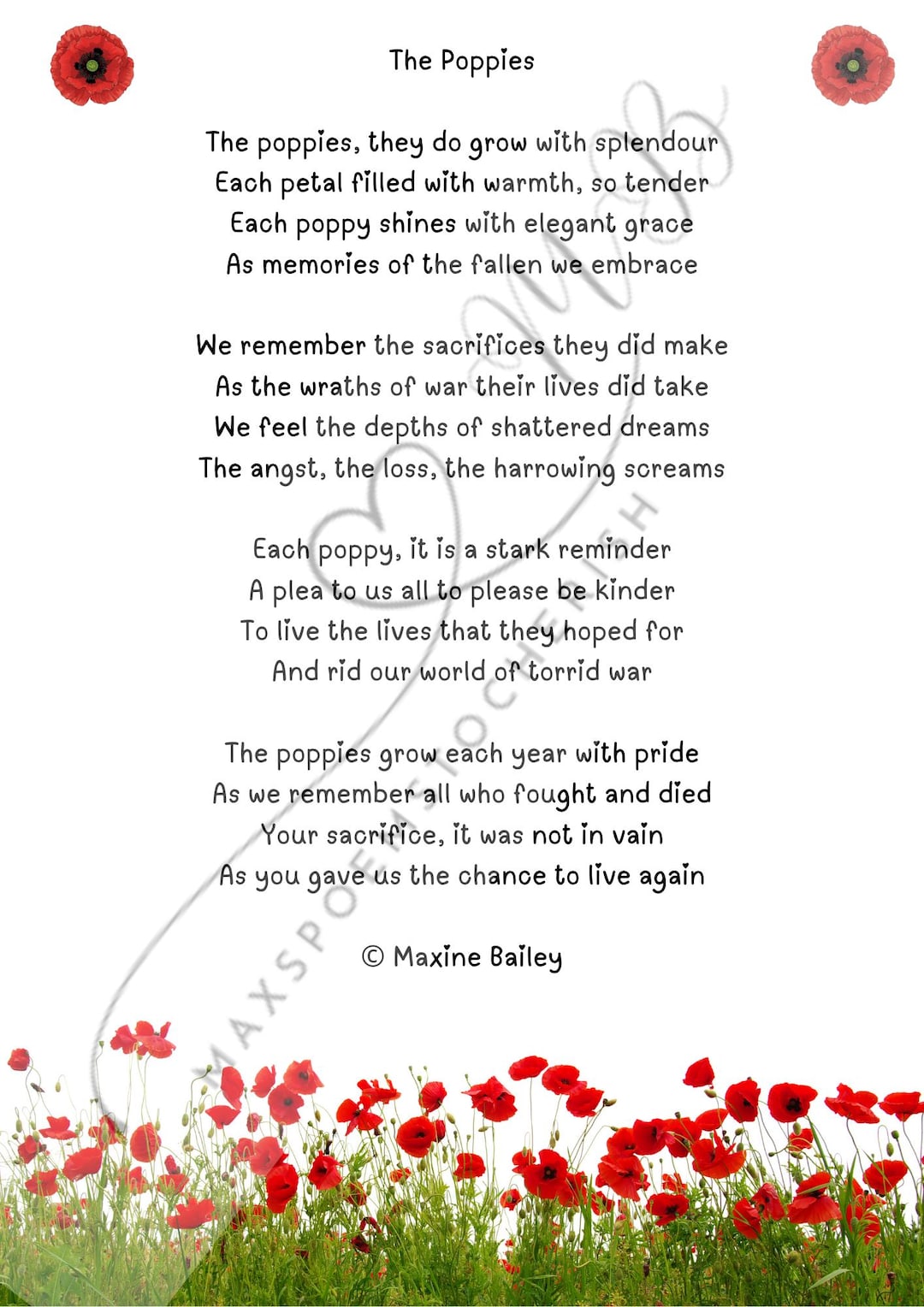 Remembrance Poem/lest We Forget - the Poppies - Digital Print - Etsy