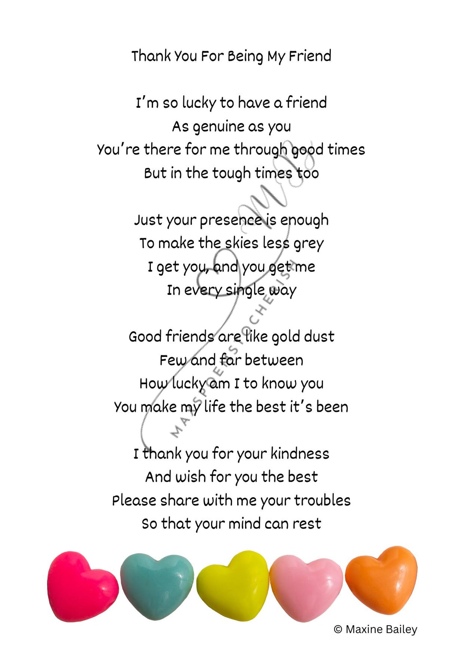 Thanks for Being My Friend Poem - Gift for Him/gift for Her/gift for ...