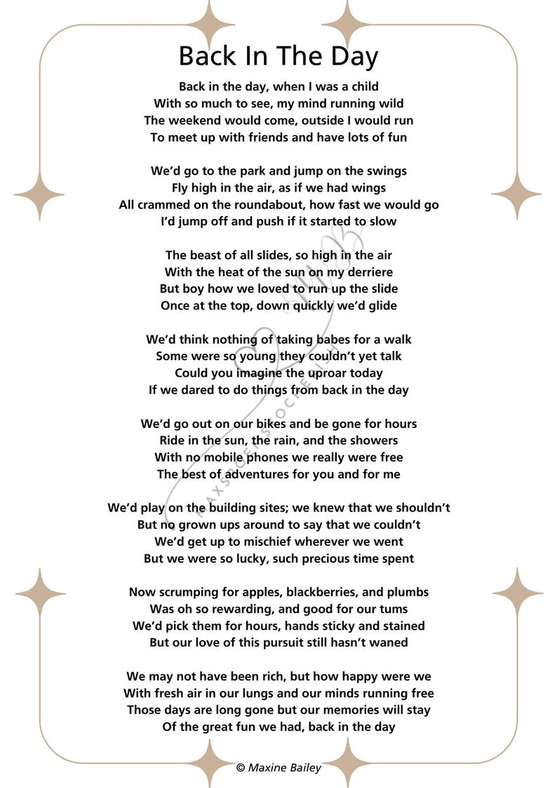 Nostalgic Childhood Poem - 1970s/1980s Memories (digital Download) - Etsy
