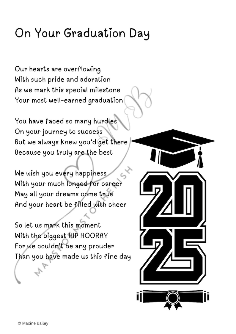 Graduation Day Poem Print: Keepsake Gift (digital Download) - Etsy