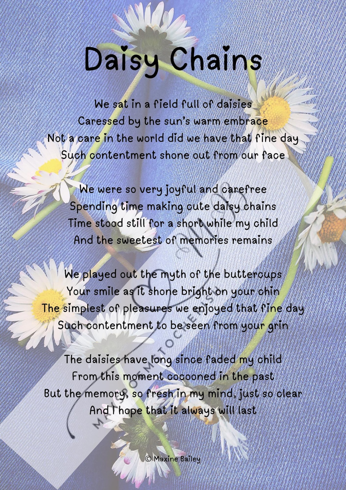 Daisy Chains Poem Print: Childhood Memories Keepsake (digital Download ...