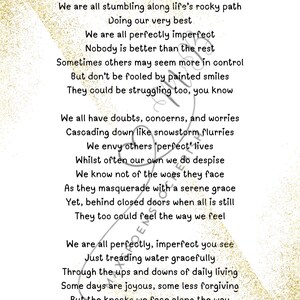 Motivational Poem Print - Perfectly Imperfect - 2 Designs Included ...