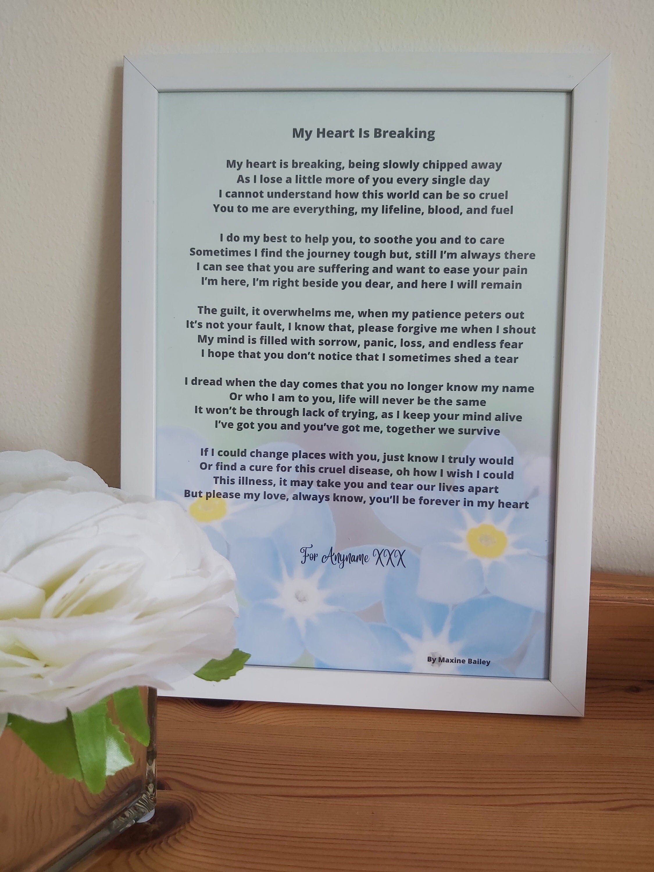 My Heart is Breaking - A4 Unframed Print - Alzheimer's/dementia Poem ...