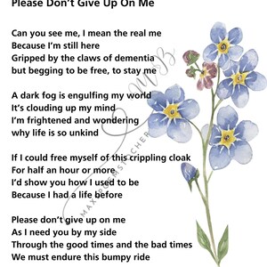 Dementia Awareness Poem Print: Forget Me Not Gift (digital Download) - Etsy